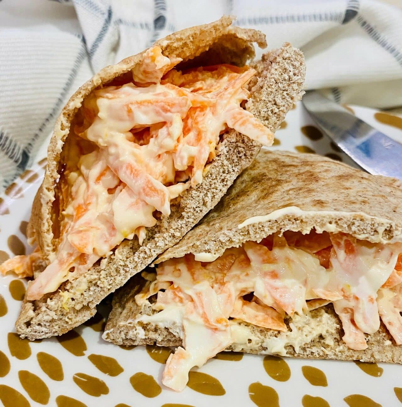 Filled Pitta Breads, with Carrot, Lemon & Soft Cheese - Thrifty Lesley