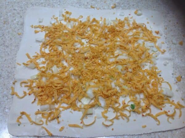 Cheese and onion roly poly, 57p/38p a portion