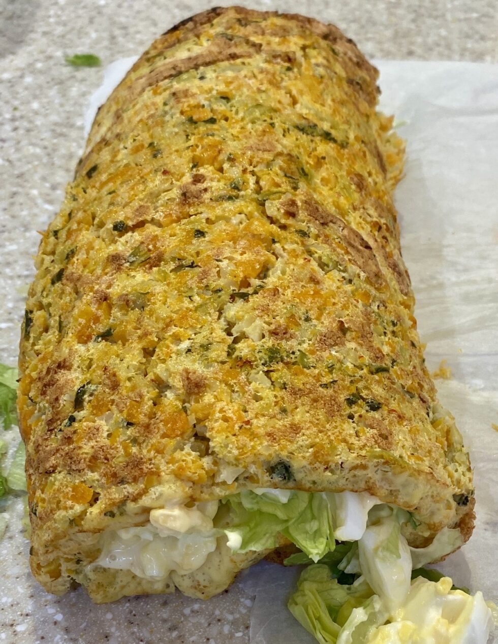 A vegetable roulade made with cauliflower and pumpkin