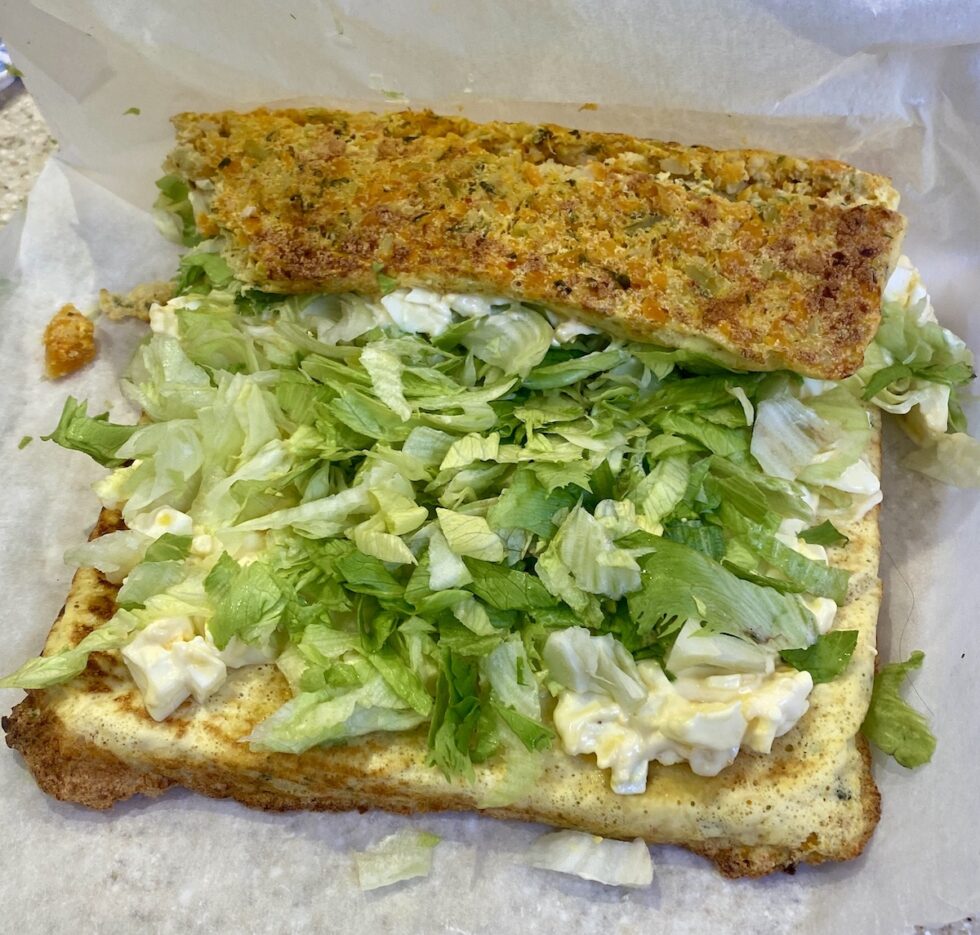 A vegetable roulade made with cauliflower and pumpkin