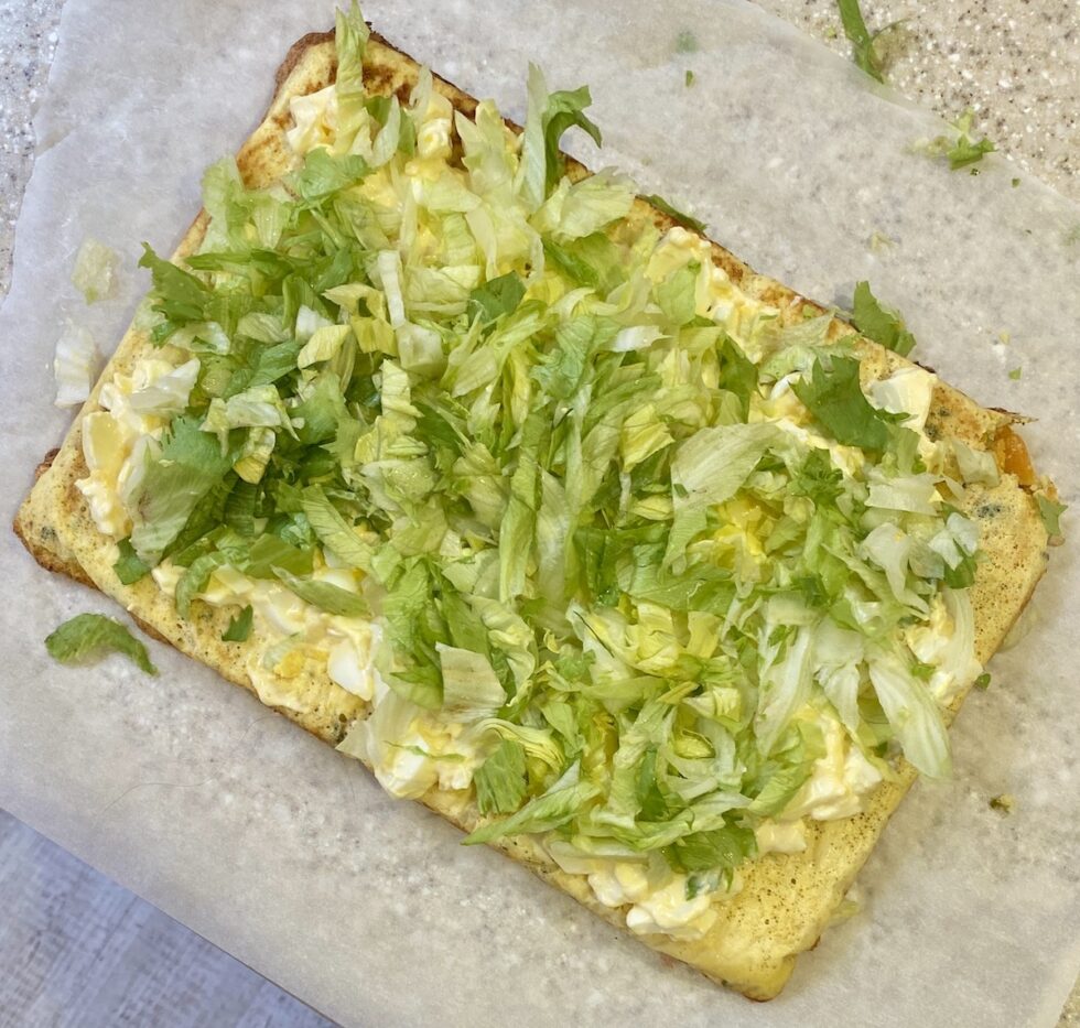 A vegetable roulade made with cauliflower and pumpkin